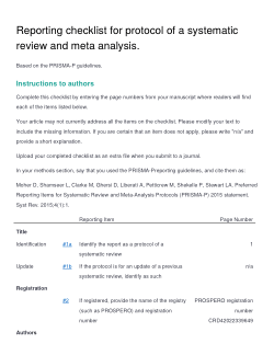 Reporting checklist for protocol of a systematic review and meta analysis.