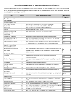 COnsolidated criteria for REporting Qualitative research’ (COREQ ...
