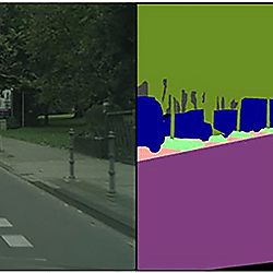 A sample image from the cityscapes dataset showing an image pair of the ...