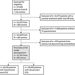 Flow chart for the sample used for model development and internal ...