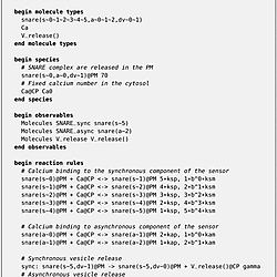 Compartmental BNGL implementation of the SNARE complex model.
