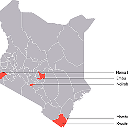 Map of Kenya with study sites.