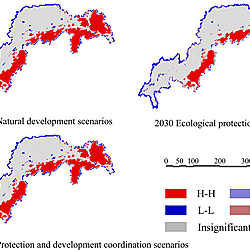 LISA map of water yield in the TGRA in 2030 under different scenarios.