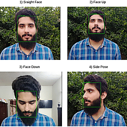 Single face detection with various poses.
