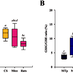 Total levels of GSH and the ratio of GSSG/GSH.