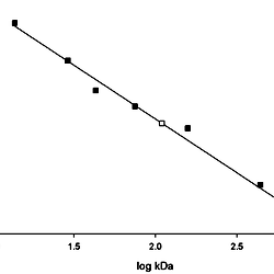 Calibration curve of Superdex 200 HR column with protein standards.
