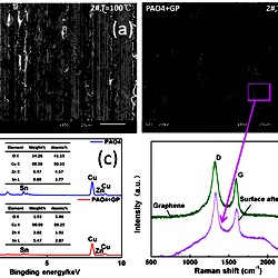 SEM and EDS of the worn surfaces. SEM images of the worn surfaces with ...