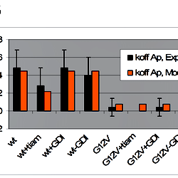 Comparison between experimental data “Exp”, black bars [15] and “Model”.
