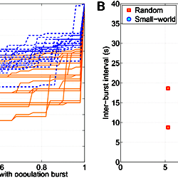 Comparison between random network and small-world (SW) network.