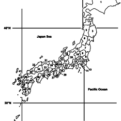 Map of the 47 prefectures of Japan.