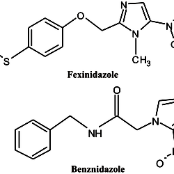 Chemical structure of fexinidazole and benznidazole.