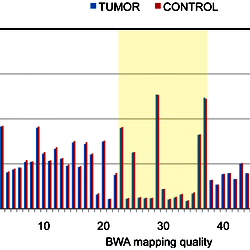 Mapping quality distribution.