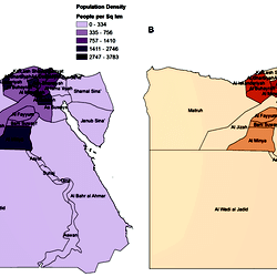 A. Population density map (people per square km), Egypt.