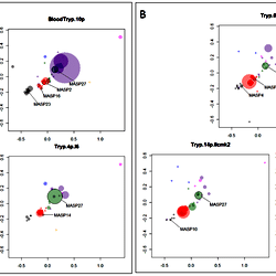 MDS distribution of sequences from the MASP expression libraries.