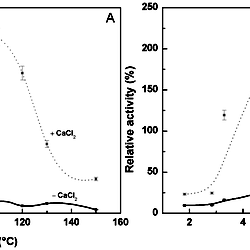 Azocasein assays of the purified pernisine: effects of temperature and pH.