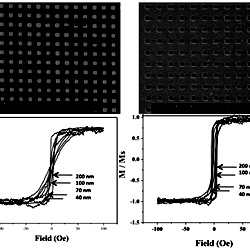 SEM image of 5 µm and 3 µm magnetic particles on a silicon surface (top ...