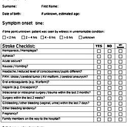 Stroke history checklist used.