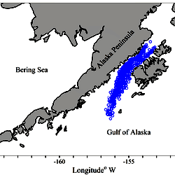 Map of walleye pollock sampling locations.