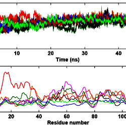 RMSD and RMSF profile for WT-ANG and mutants.