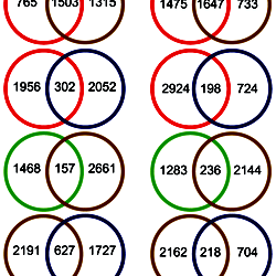 Venn diagram analysis showing the overlapping and non-overlapping ...