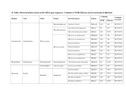 Bacterial isolates based on 16S rRNA gene sequences, %identity to NCBI ...