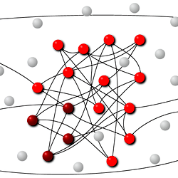 Schematic representation of three connected neuronal pools.