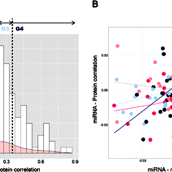 Comparison of mRNA and protein expression levels.