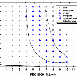 Phase diagram of mAb04c with PEG 8000 as precipitant.