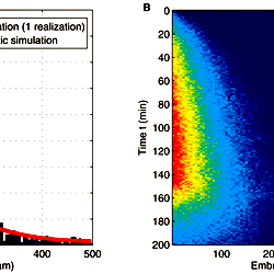 One realization of stochastic simulation by Gillespie algorithm.