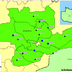Map showing the spatial distribution of sentinel sites in Zambia.