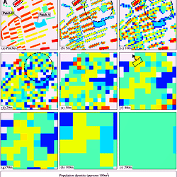 The partial map of population distribution raster data on different ...