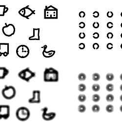 Demonstration of focused and defocused Kay Pictures optotypes (upper ...
