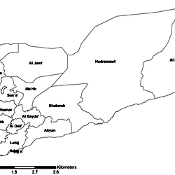 Map of Yemen indicating the location of major cities and governorates.