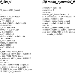 Examples of two symmetry definition files for C2 symmetric systems.