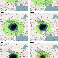 The dispersion of the main clades in HCMC from 2003–2008 estimated from ...