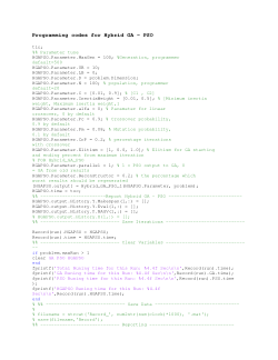 Programming codes for hybrid GA-PSO.