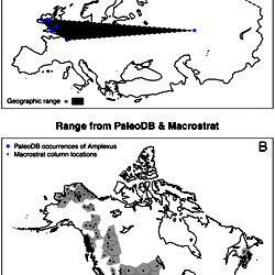 Maps of Europe and North America illustrating the two geographic range ...
