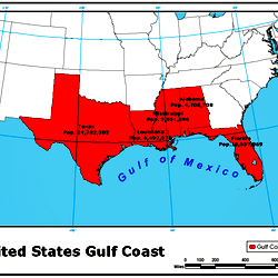 Map of the United States Gulf Coast.