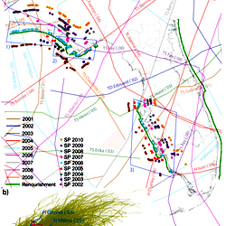 Nesting grounds and tropical cyclones tracks.