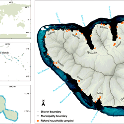 Map of Moorea Island, French Polynesia.