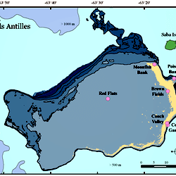 Map of Saba Bank, Netherlands Antilles.