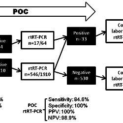 Flow chart of POC samples with sensitivity and specificity of each step.
