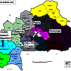 Location of the 3 pilot villages, the research headquarters and of the ...
