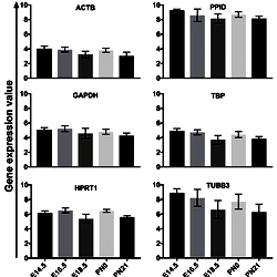 Expression profiles of individual reference genes over different ...