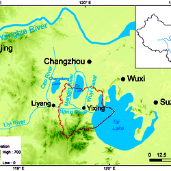 Location map of Yixing.