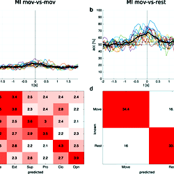 MI classification results for the single time point classification.