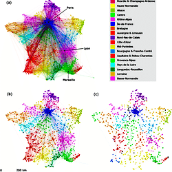 Regional clustering of communities detected with greedy algorithm.