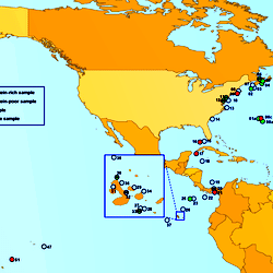 Geographic locations of GOS samples.