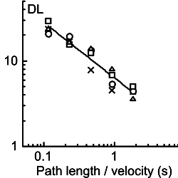 Relationship between path deviation thresholds and path duration.