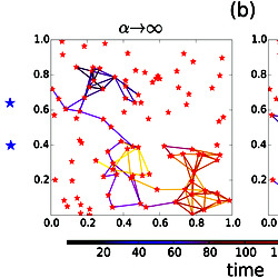 A schematic illustration of the random walk strategy as defined in Eq (1).